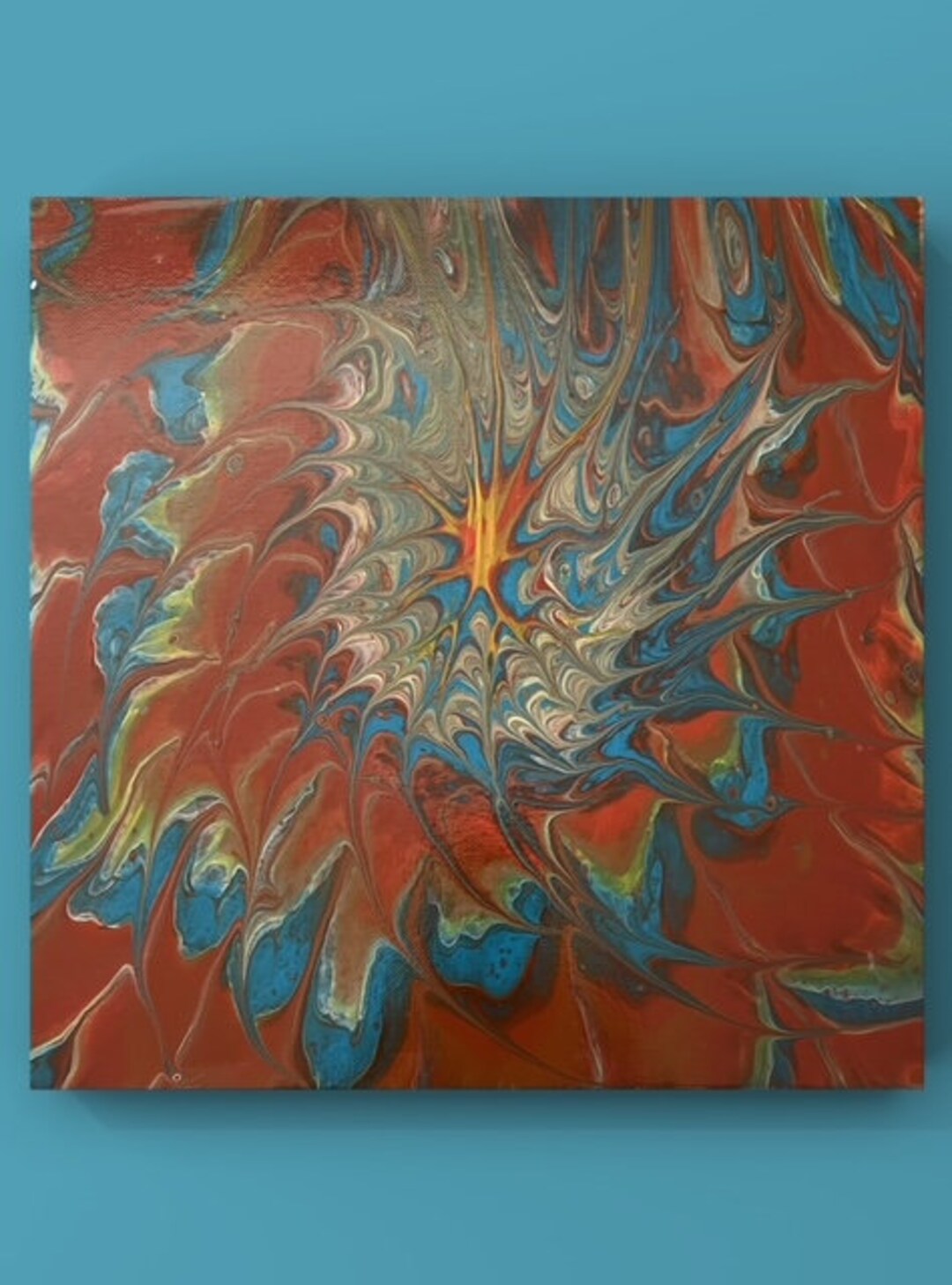 Red & Blue Ripple Effect Wall Art | Abstract Art | Acrylic Painting on ...