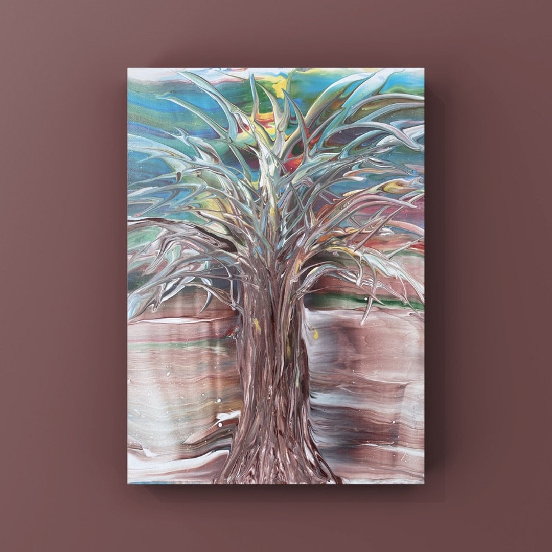 Multicolor Tree | Swipe | Abstract Art | Acrylic Painting on Canvas - Etsy