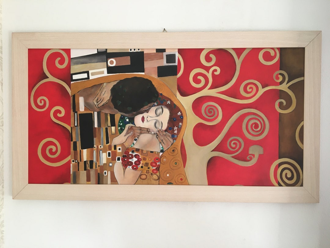 Klimt the Kiss Modern Painting Hand Painted Oil on Canvas Original Gift ...