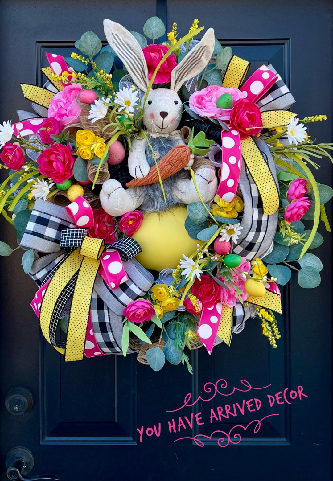 Easter Wreath, Easter Bunny Wreath, Easter Rabbit Wreath, Spring Floral ...