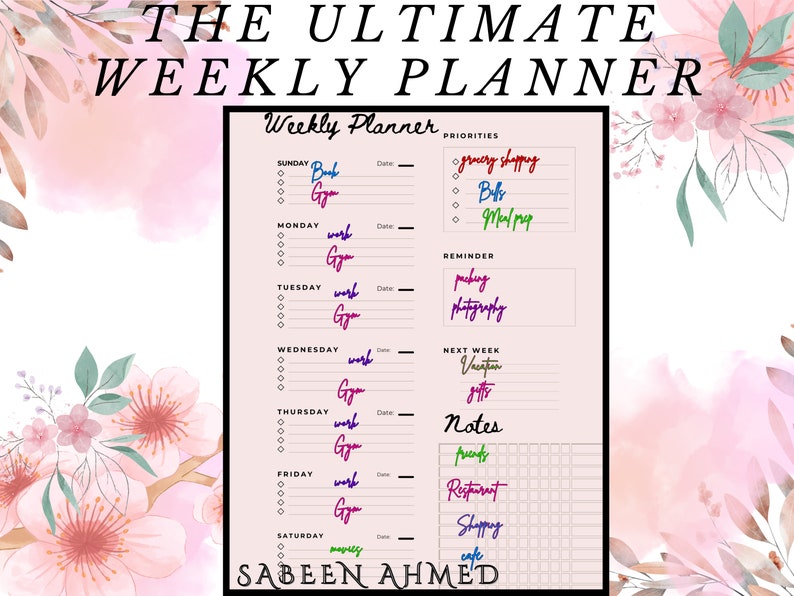 2024 2025 ADHD Weekly Planner Printable, Weekly Schedule, Organizer ...