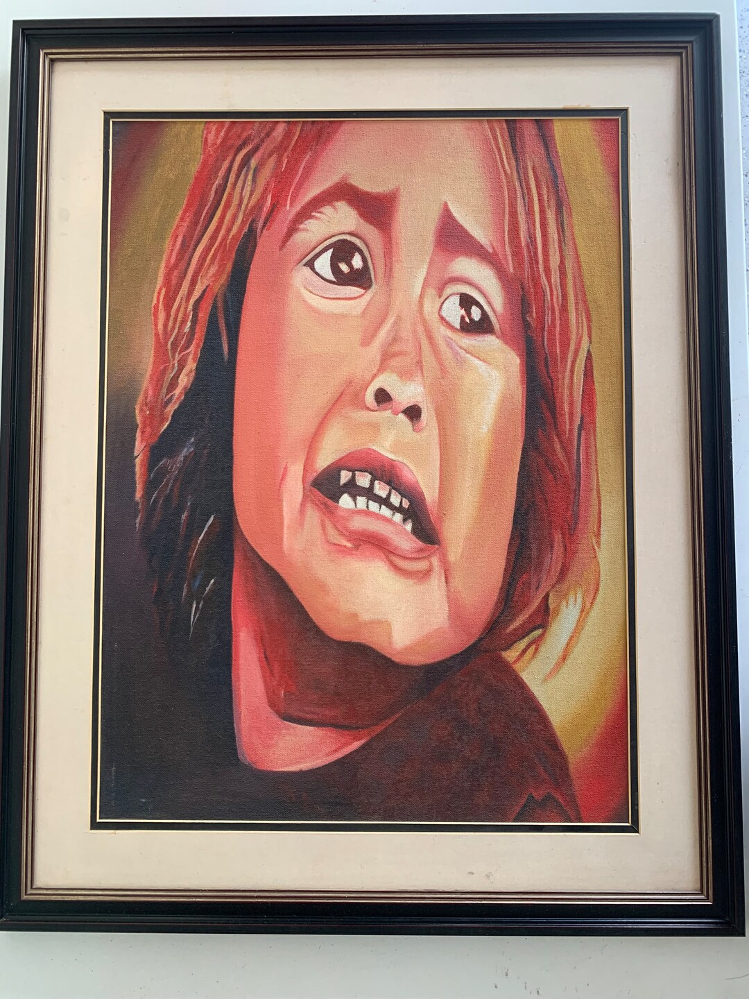 Original Oil Painting: "a Scared Child" - Colorful Modern Portrait Art ...
