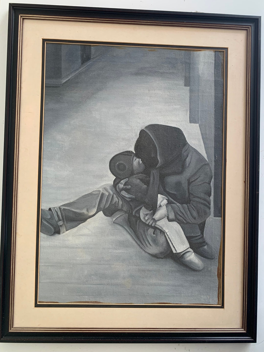 Abstract Portrait Original Oil Painting on Canvas A Destitute Mother ...