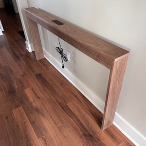 5d Solid Walnut Powered Behind the Couch Narrow Console Table, Custom Dimensions and Sizes, Side ...