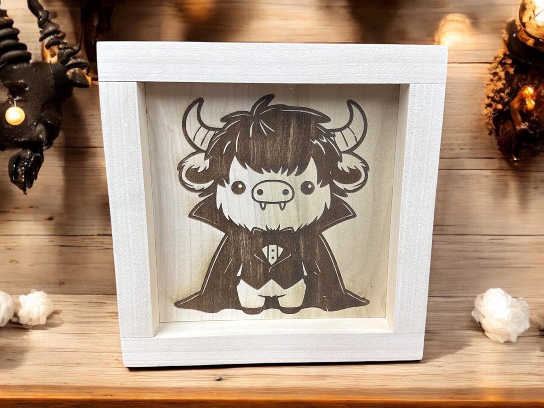Highland Cow Halloween Collection Vampire Cow Engraved Picture Portrait ...