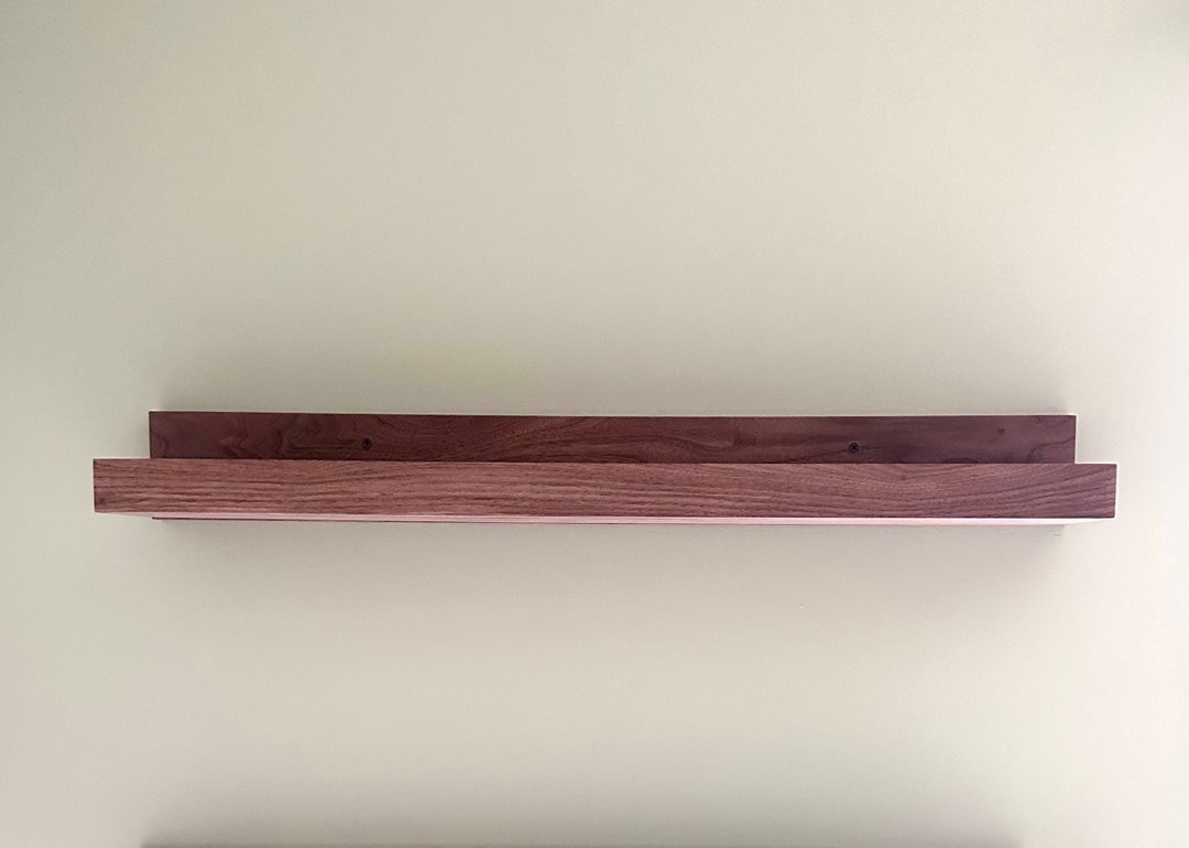 Walnut Wood Ledge Shelf, Wood Picture Shelf, Nursery Display Shelf ...