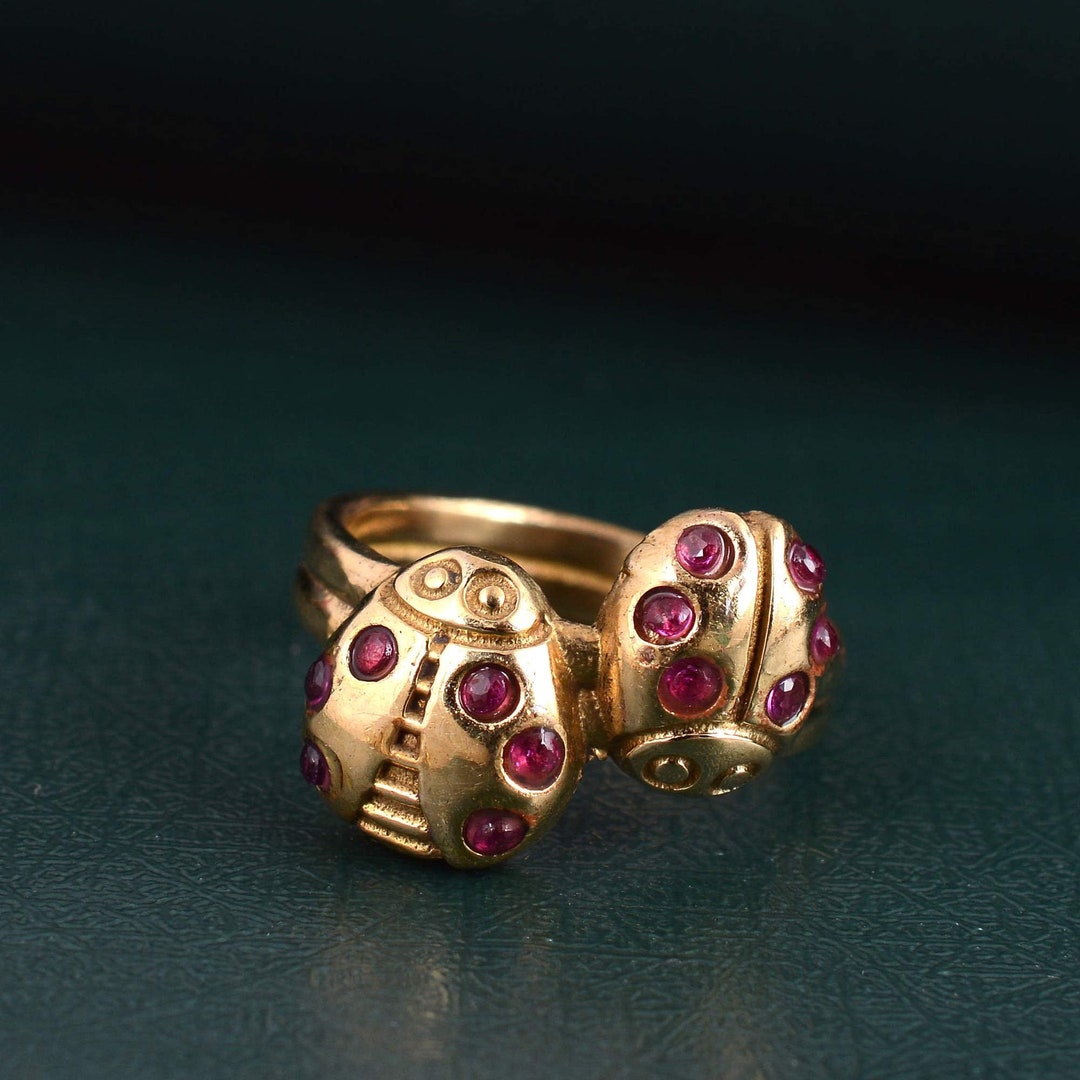 Ladybug Ring: Brass Good Luck Talisman, Boho Midi Ring - Etsy