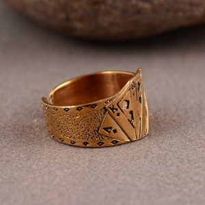 Gold Poker Ring, Playing Card Ring, Joker Ring, Minimalist Ring ...