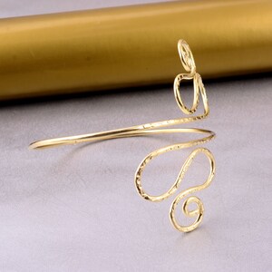 Gold Spiral Arm Cuff, Swirl Bracelet Cuff, Hammered Snake Arm Cuff ...