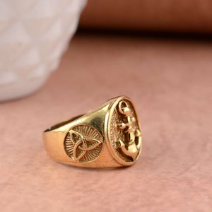 Man Gold Anchor Ring Anchor Signet Ring Personalized Men's Ring Sailor ...