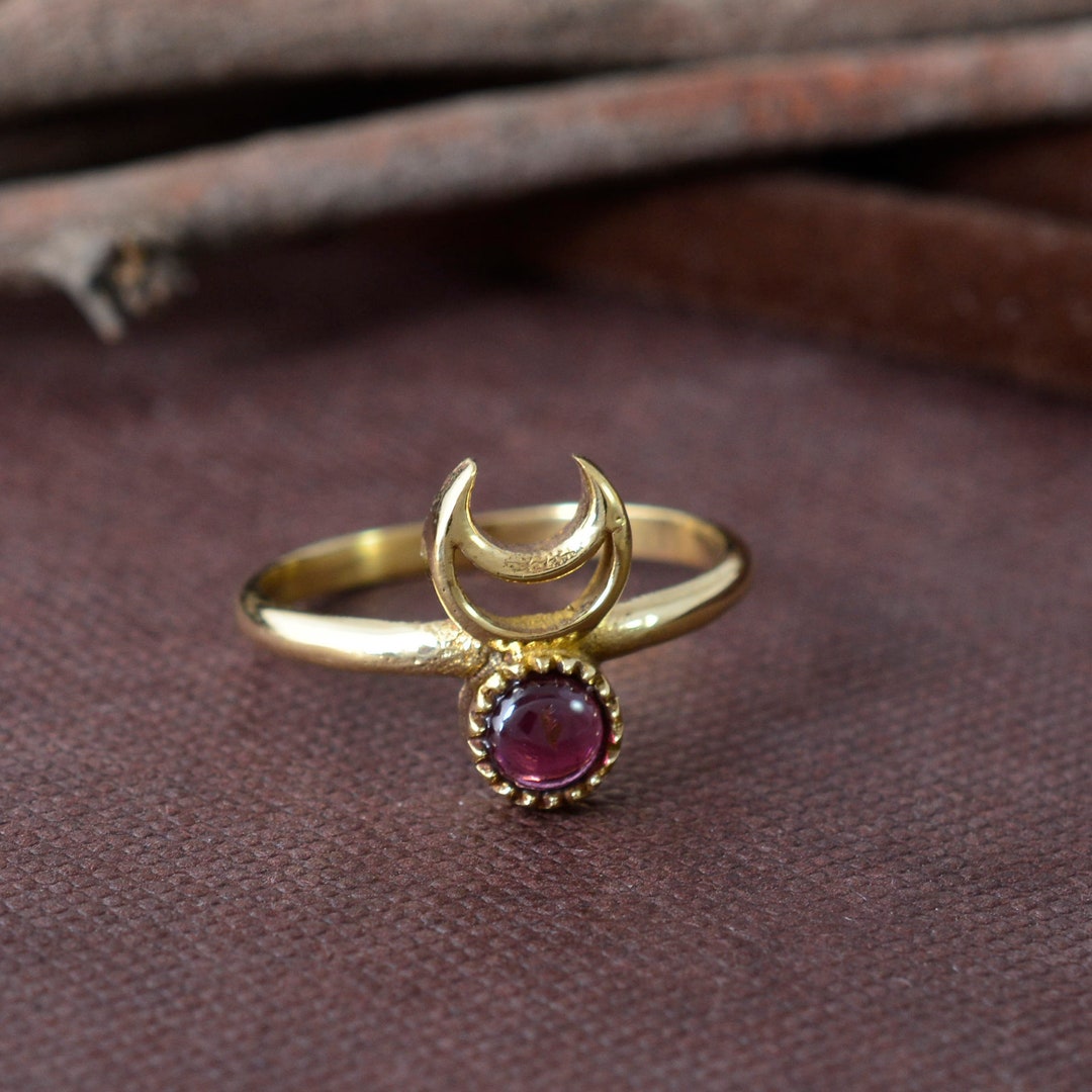Half Moon Ring, Amethyst Ring, Moon Ring, Celtic Ring, Star Ring, Ring ...