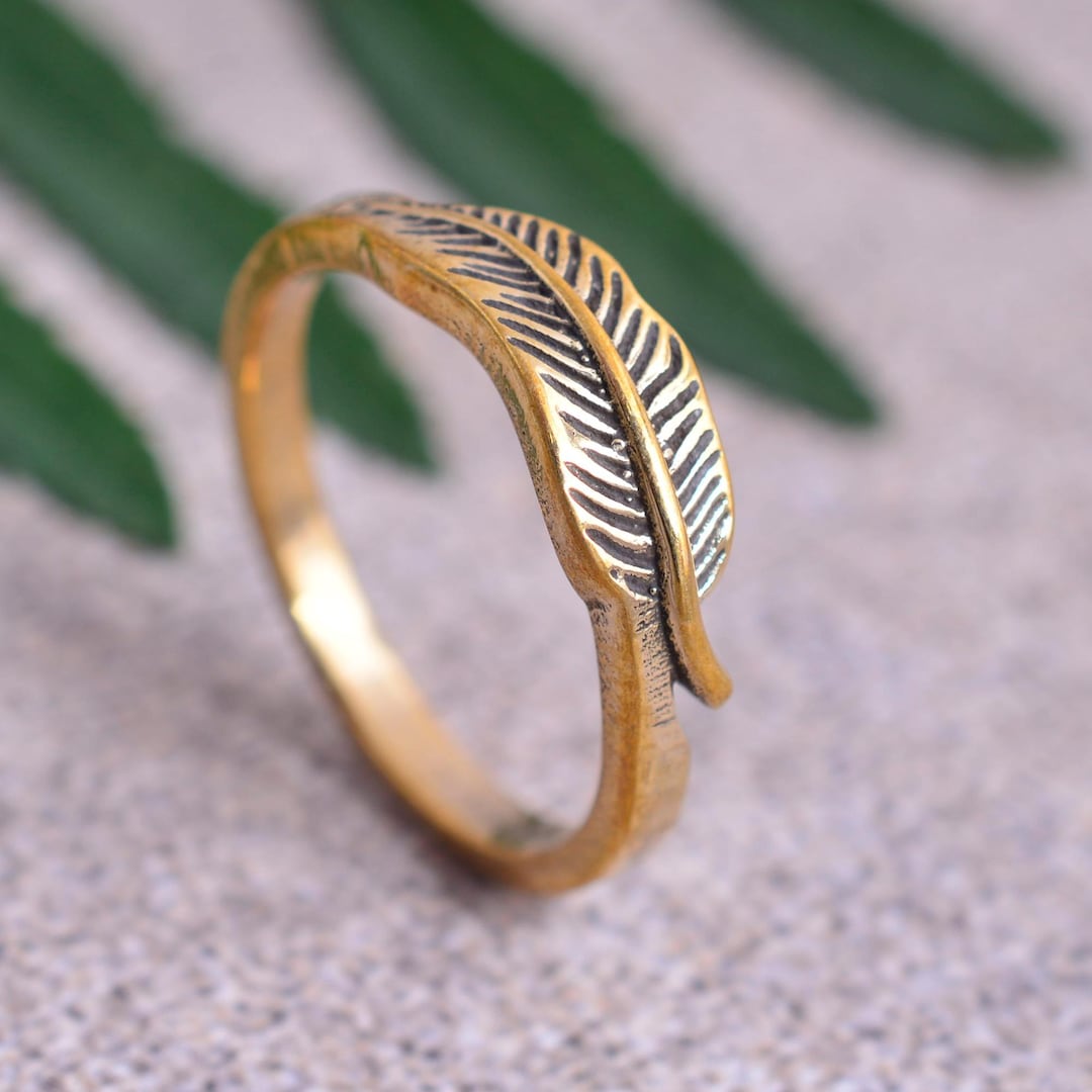 Gold Leaf Ring, Simple Leaf Ring, Stacking Ring,wedding Band, Boho Ring ...