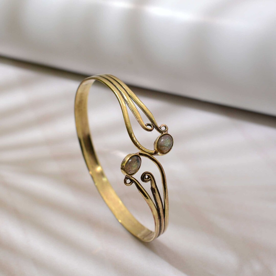 Gold Labradorite Swirl Arm Cuff, Handmade Arm Cuff, Upper Arm Band ...