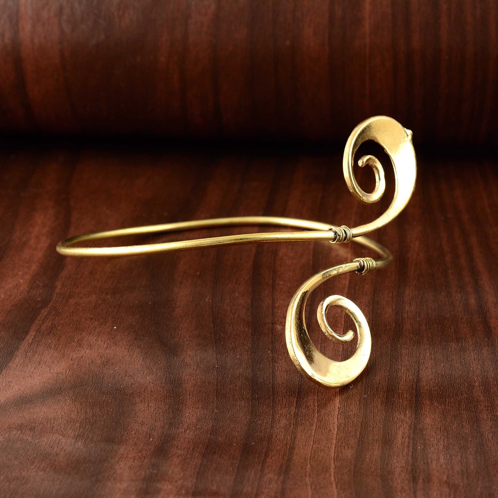Gold Spiral Brass Arm Cuff - Dainty Upper Arm Band - Etsy