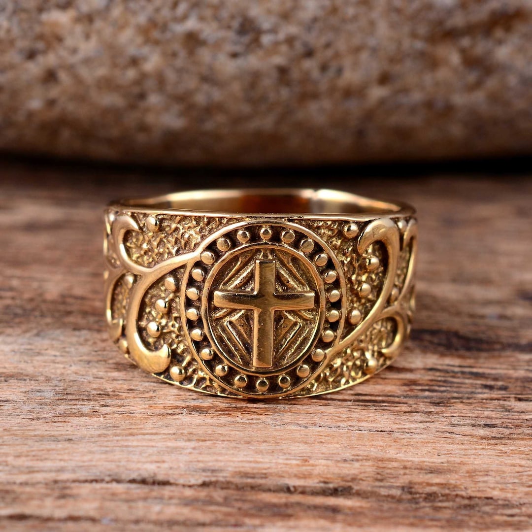 Brass Cross Ring: Religious Christian Jewelry Gift - Etsy