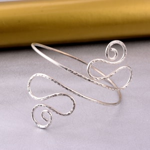 Gold Spiral Arm Cuff, Swirl Bracelet Cuff, Hammered Snake Arm Cuff ...