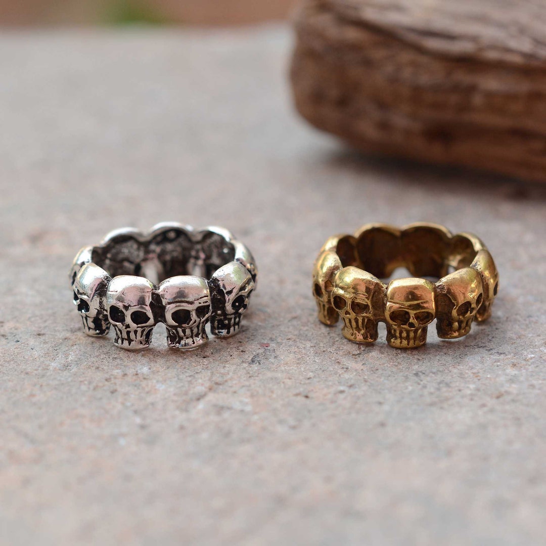 Silver Skull Ring Skull Head Ring Handmade Jewelry Gothic - Etsy