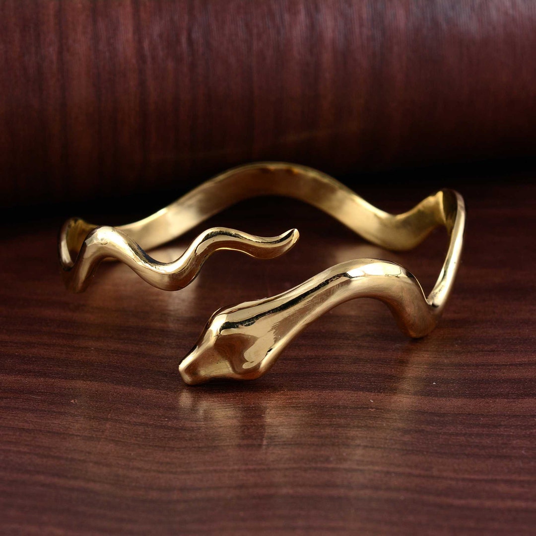 Minimalist Gold Snake Cuff Bracelet, Birthday Day Gift, Cobra Bangle ...
