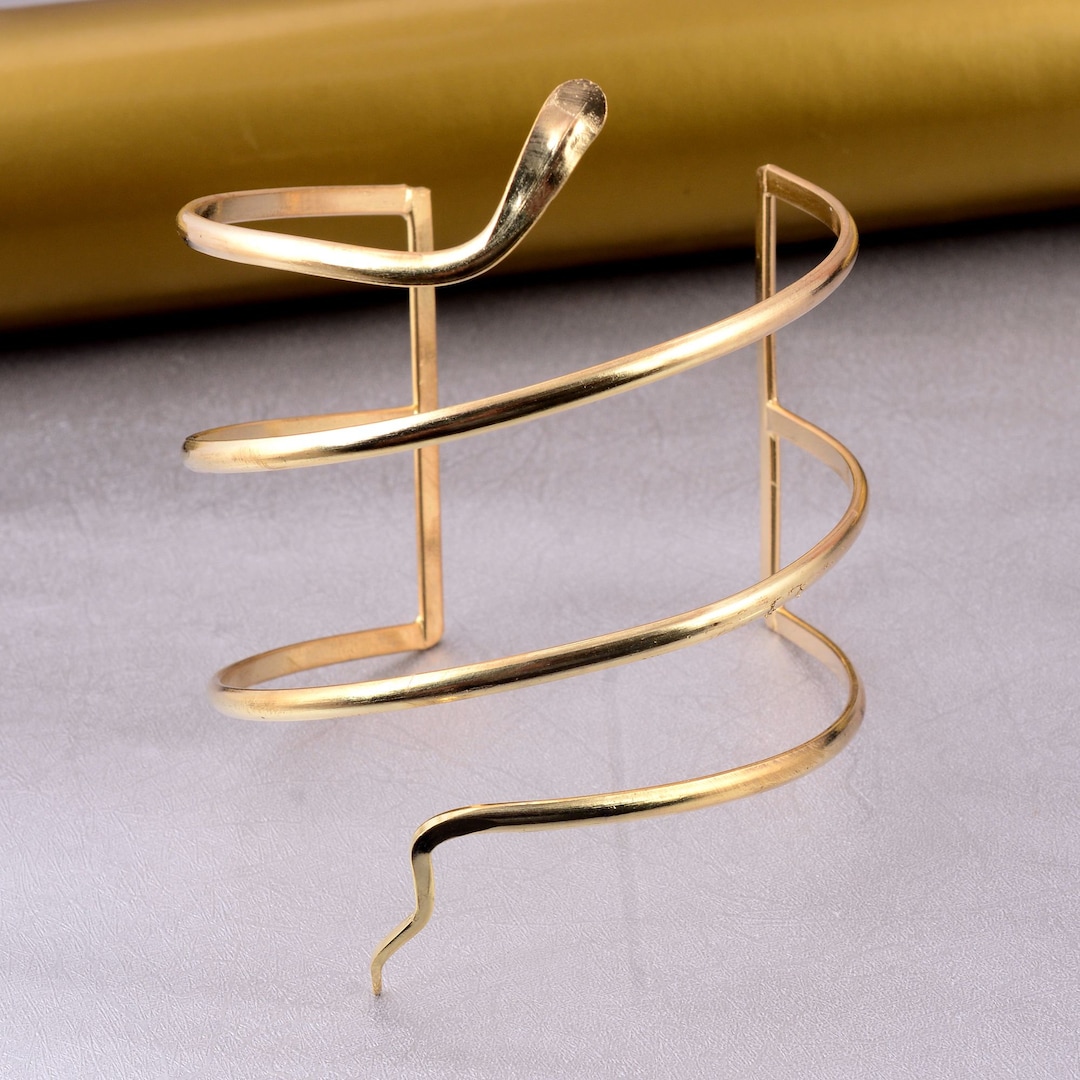 Snake Spiral Upper Arm Cuff Armlet Gold Arm Bangle Boho - Etsy