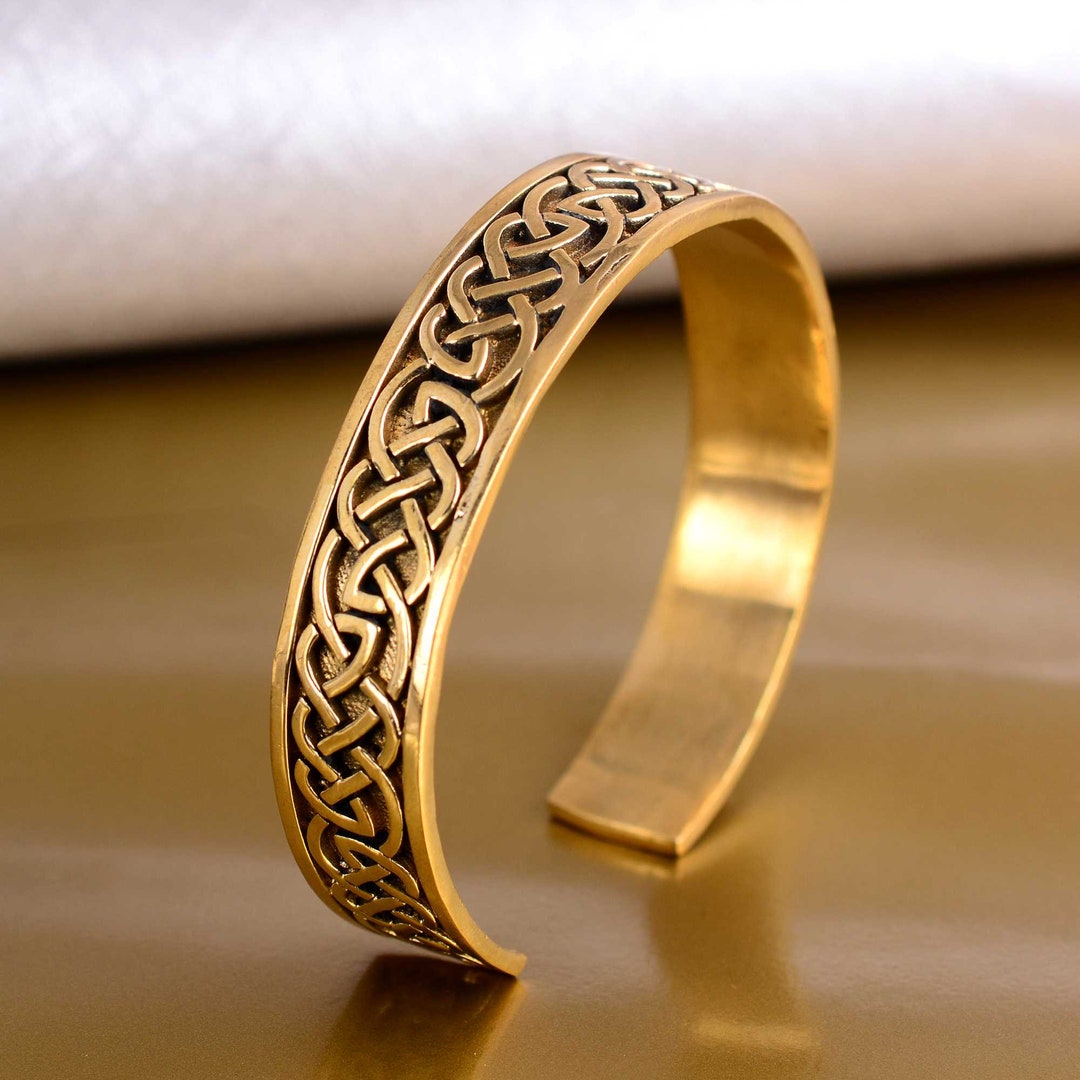 Gold Celtic Knot Bracelet, Vintage Style, Cuff Bracelet, Gold Filled ...