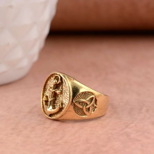 Man Gold Anchor Ring Anchor Signet Ring Personalized Men's Ring Sailor ...