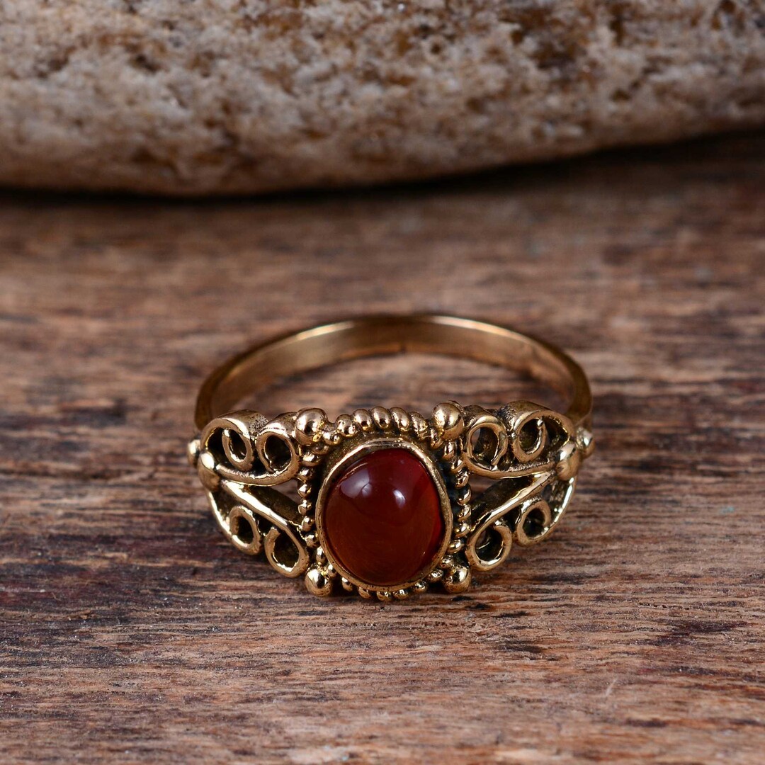 Golden Ring With Red Stone, Boho Ring, Casual Ring, Dainty Ring ...