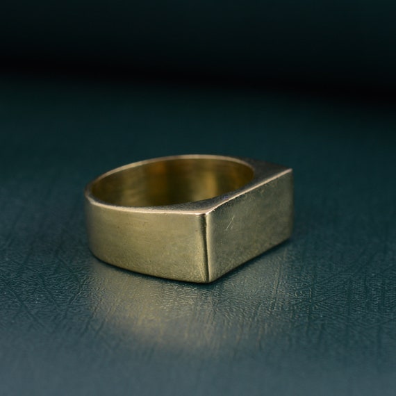 Signet Ring Flat Bar Ring Handmade Ring Wedding Ring | Etsy