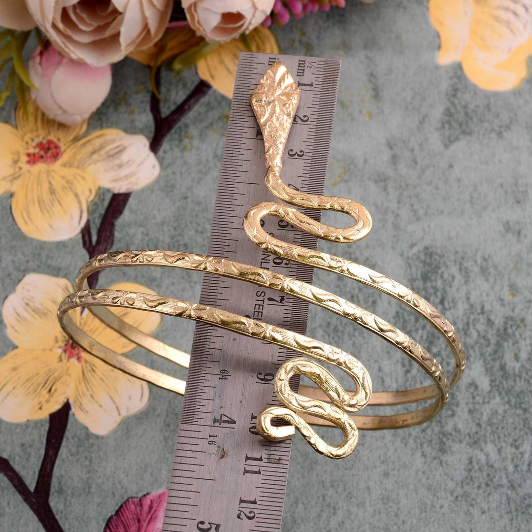 Hammered Brass Snake Arm Cuff, Minimalist Serpent Armlet - Etsy