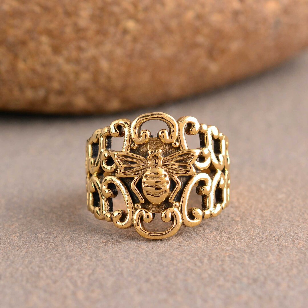 Filigree Honeycomb Bee Ring: Brass Insect Jewelry - Etsy