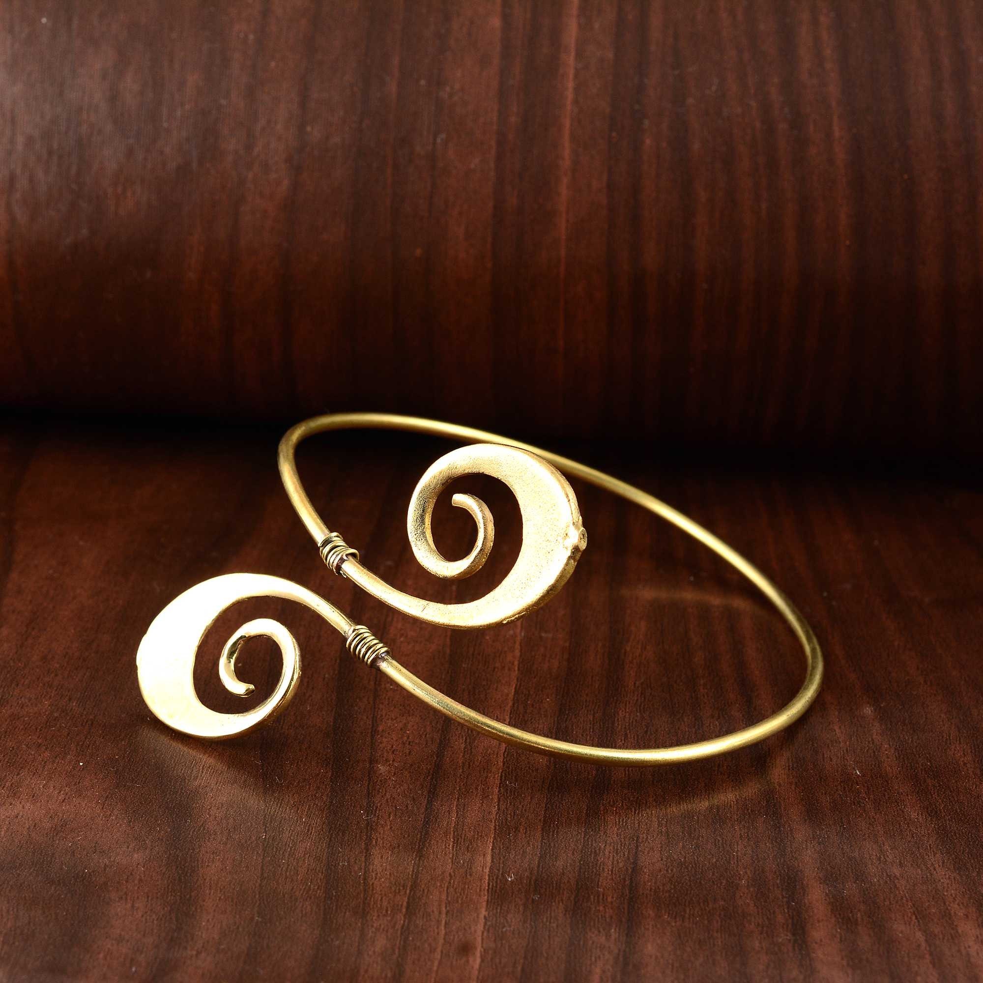 Gold Spiral Brass Arm Cuff - Bohemian Upper Arm Band. - Etsy