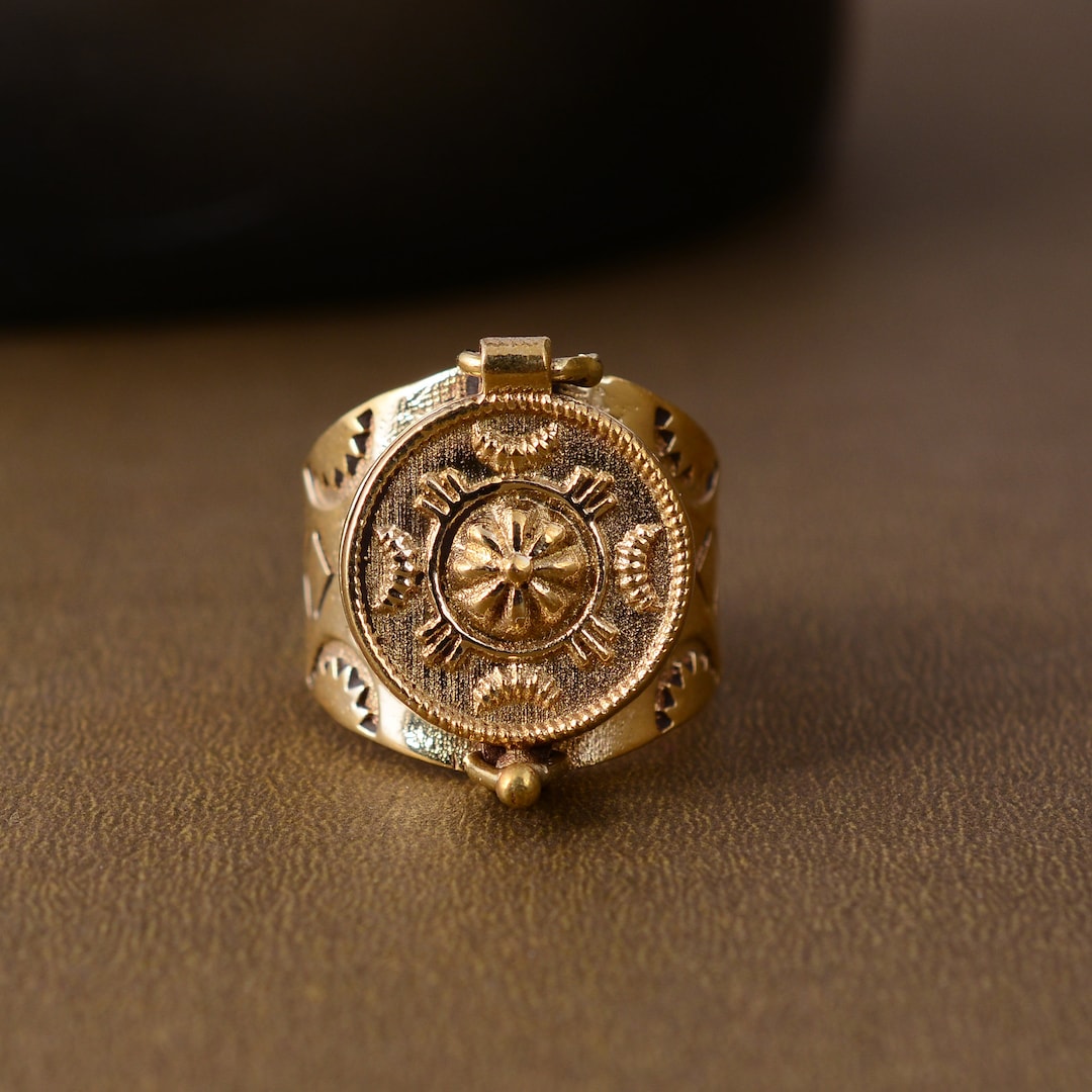 Secret Compartment Ring, Pill Ring, Gold Ring, Valentine Gifts Ring ...