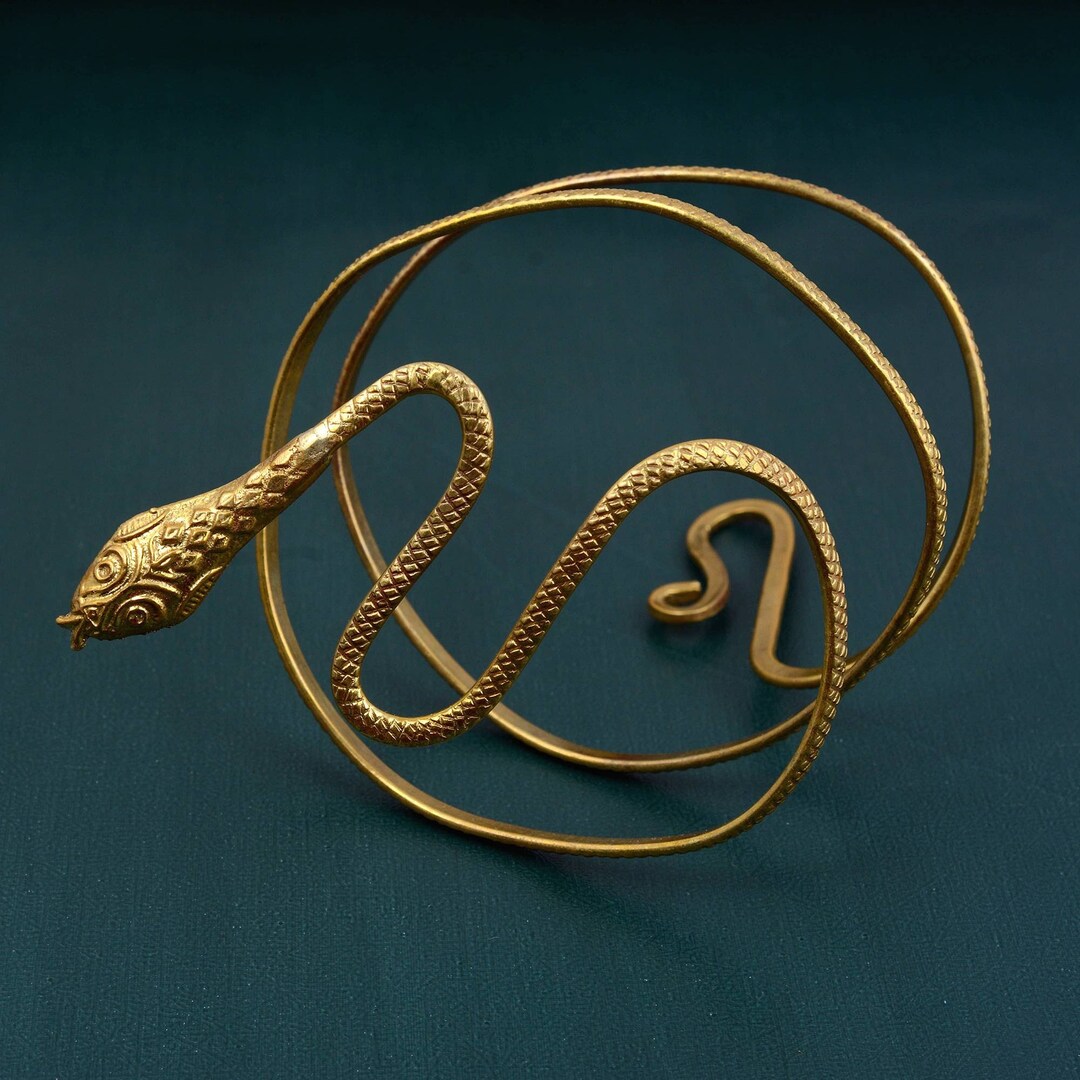 Snake Upper Arm Cuff, Brass Snake Bracelet, Adjustable Snake Cuff ...