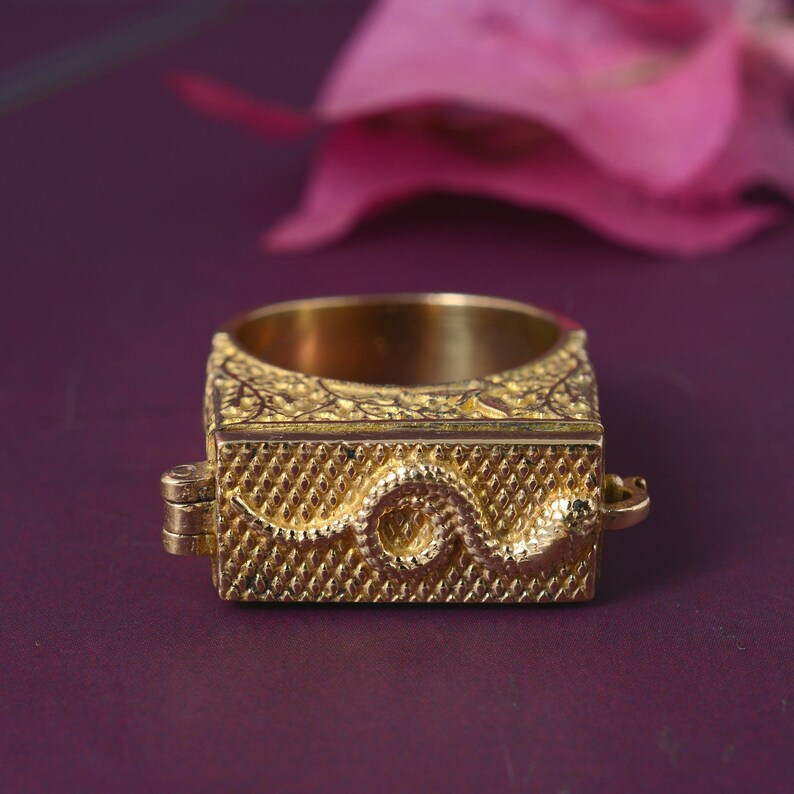 Silver Plated Snake Box Ring: Secret Stash Serpent Ring - Etsy UK