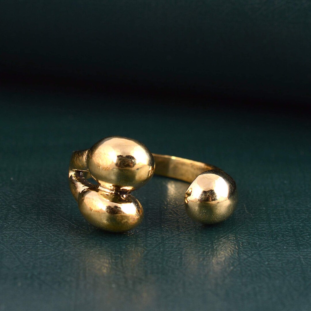 Adjustable Triple Ball Gold Ring: Bohemian Statement Jewelry - Etsy