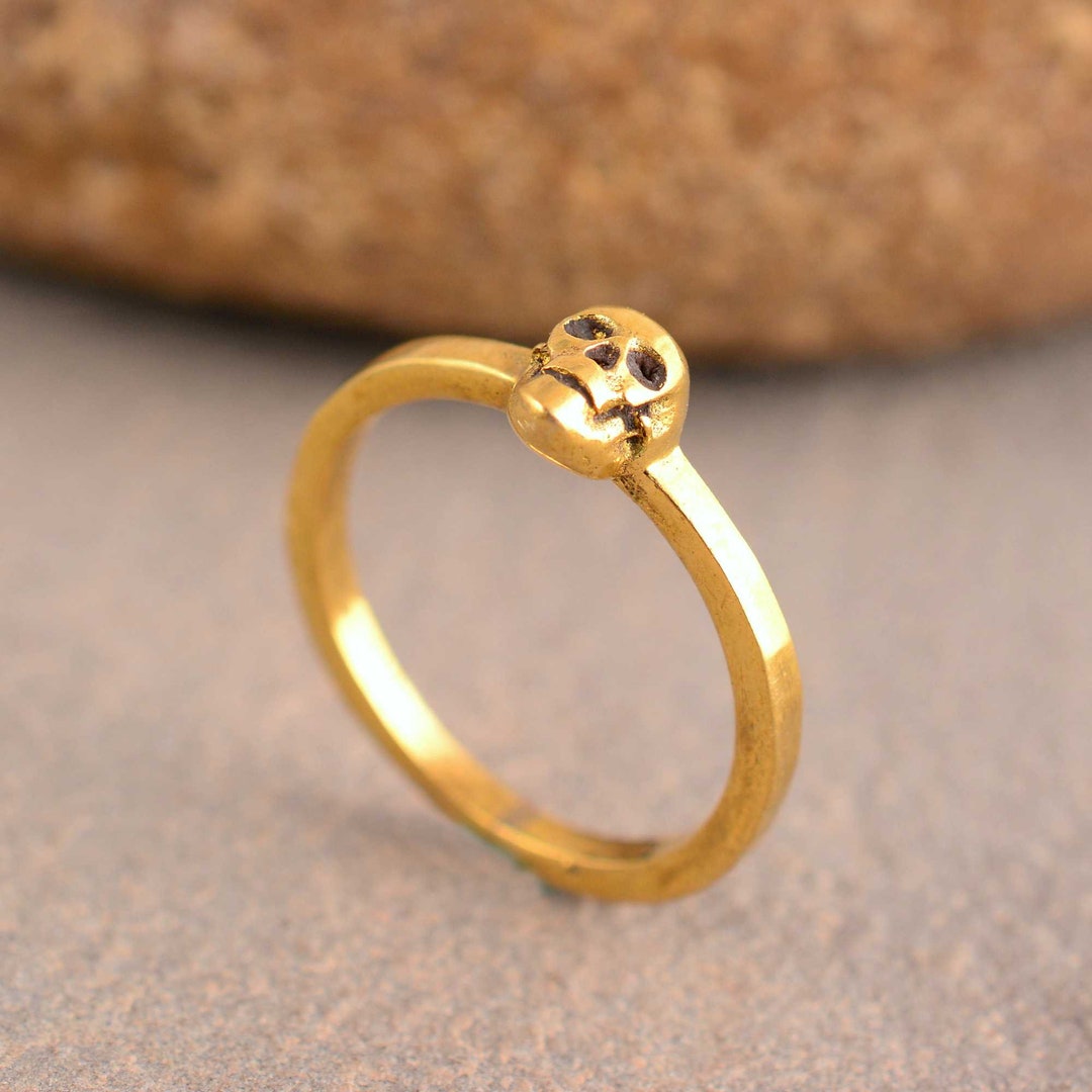 Single Head Skull Ring Biker's Tiny Skull Band Stackable - Etsy