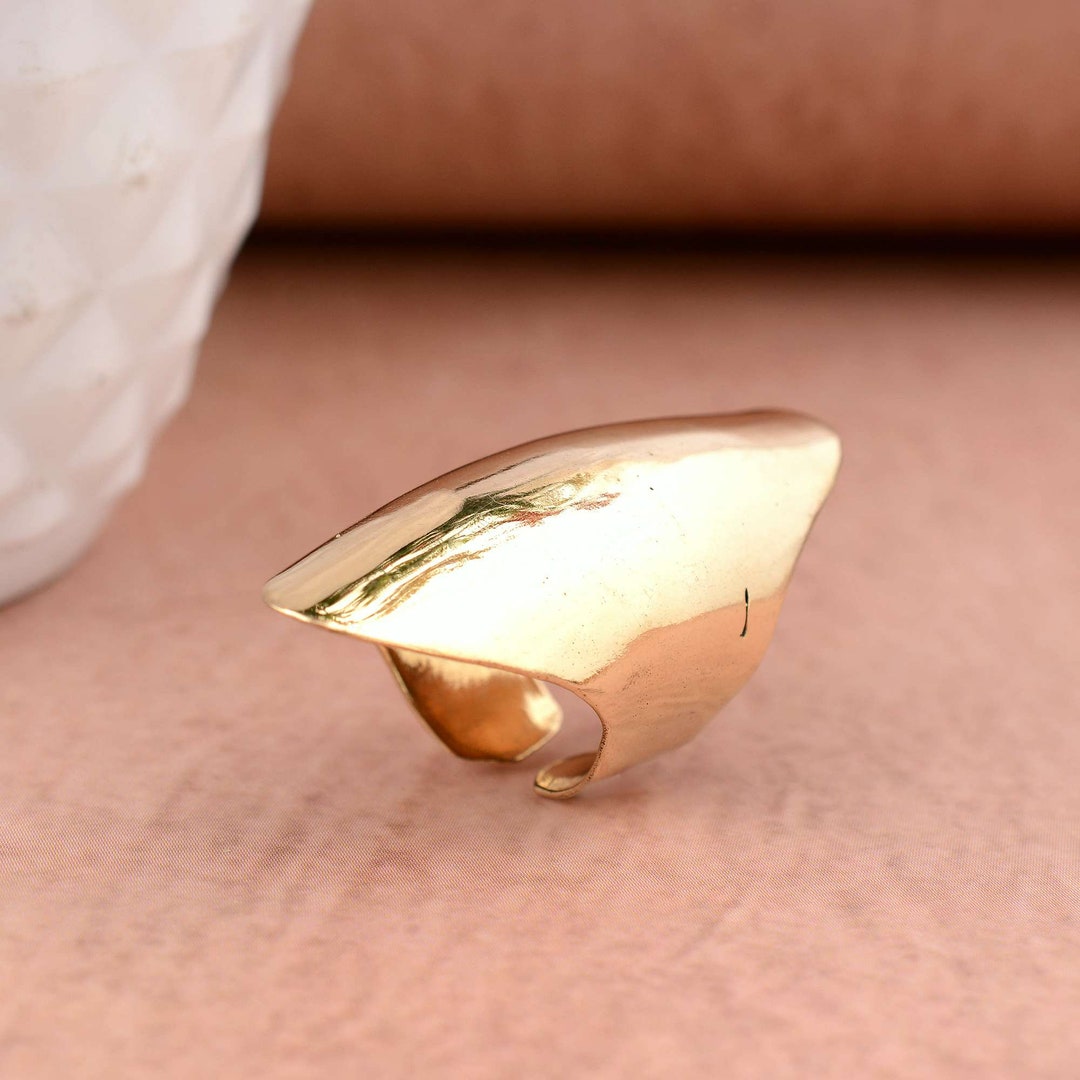 Gold Armor Ring, Big Statement Ring, Chunky Baho Ring, Wide Cuff Ring ...