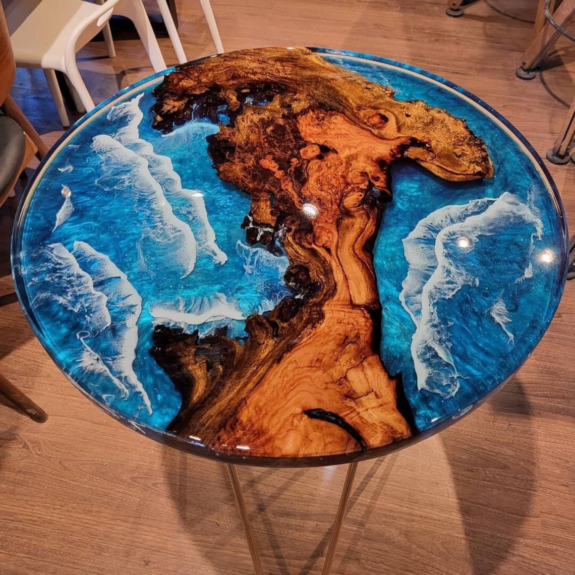 Round Epoxy Table Round Resin Table Epoxy Ocean Table | Etsy
