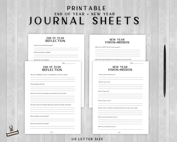 Printable: New Year and End of Year Journal Prompts Reflect | Etsy