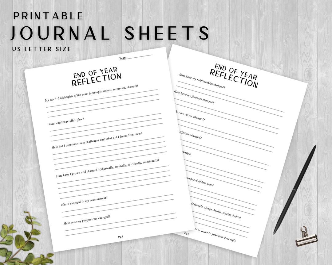 Printable: Reflection Journal Prompts for the End of Year - Etsy