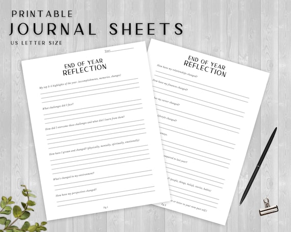 Printable: Reflection Journal Prompts for the End of Year | Etsy