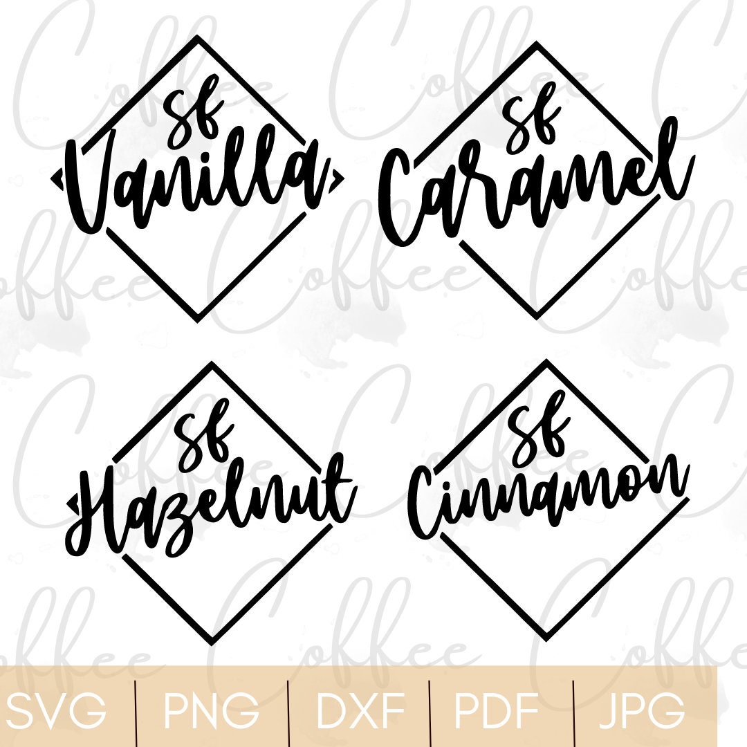 Coffee Syrup SVG Bundle (4) | Vanilla SVG | Caramel SVG | Hazelnut Svg ...