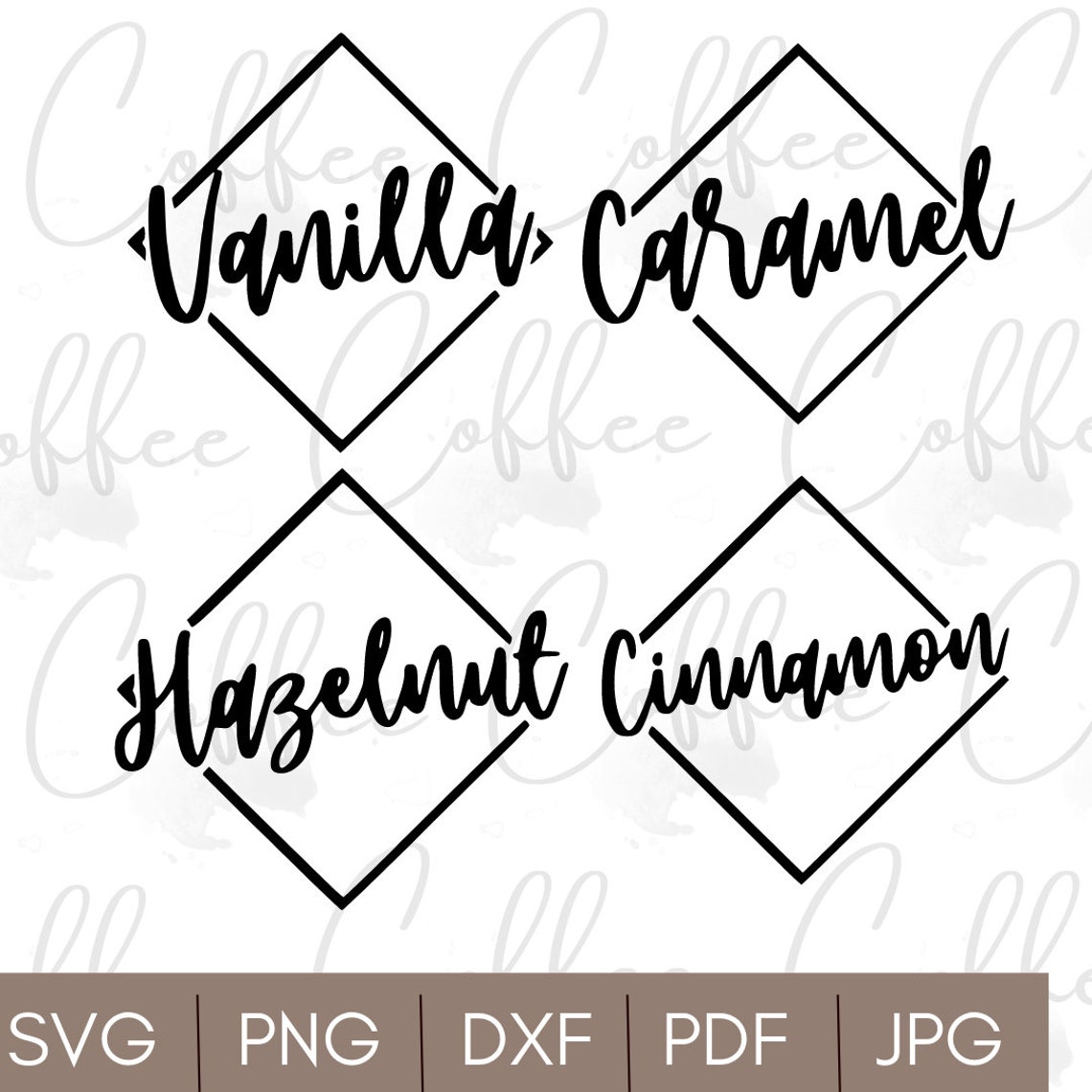 Coffee Syrup SVG Bundle (4) | Vanilla SVG | Caramel SVG | Hazelnut Svg ...
