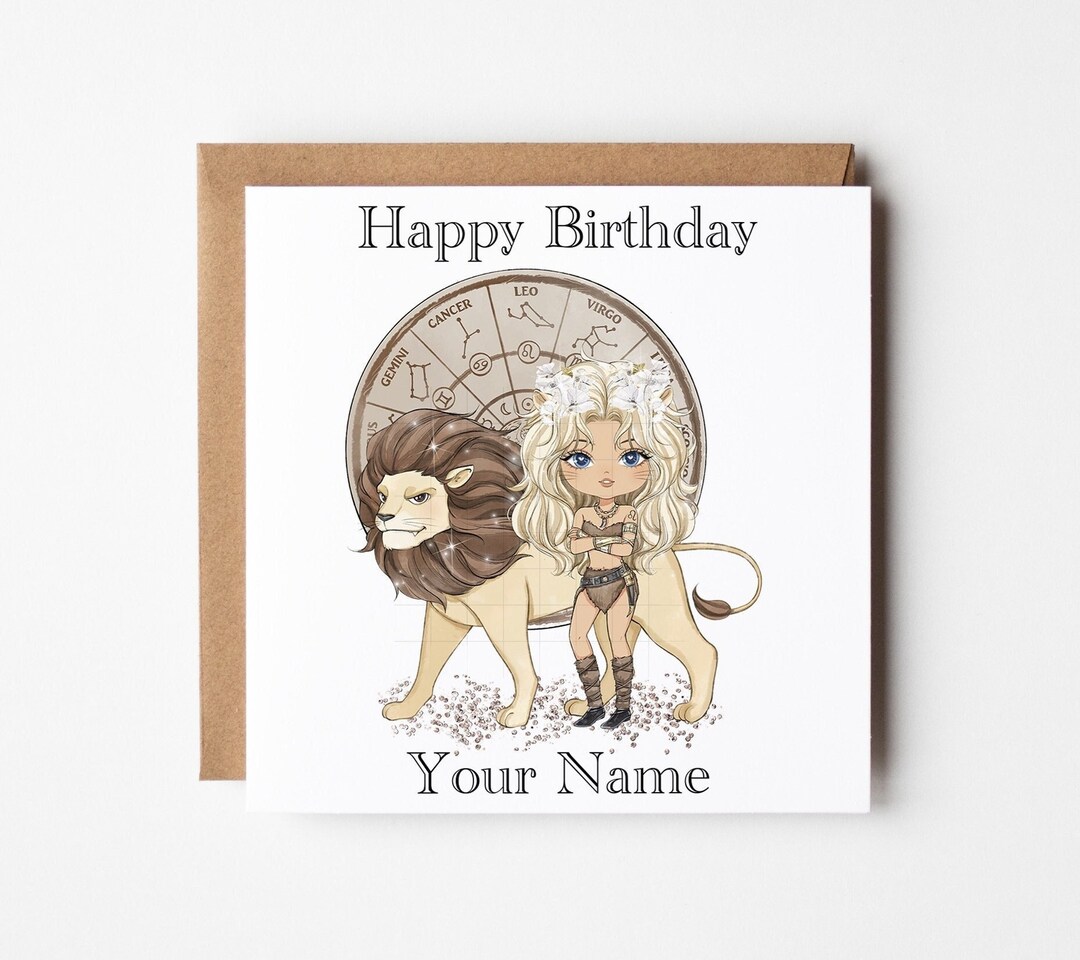 Leo Birthday Card, Personalised Zodiac Birthday Card, Star Sign ...