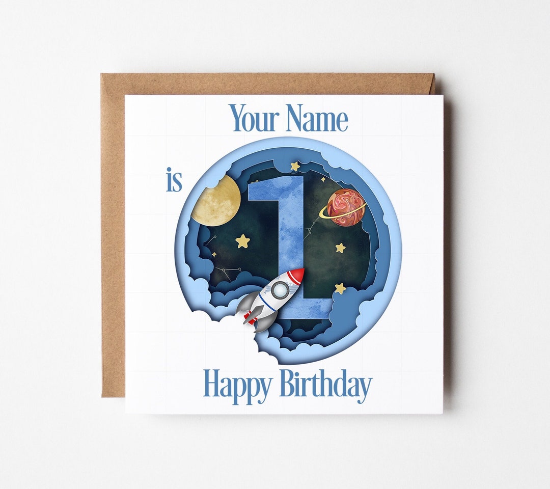 Personalised Outer Space Birthday Card, Personalised Age Card, Birthday ...