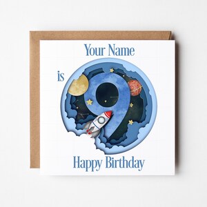 Personalised Outer Space Birthday Card, Personalised Age Card, Birthday ...