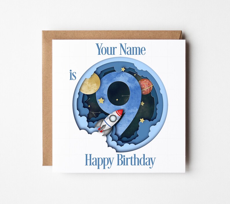 Personalised Outer Space Birthday Card, Personalised Age Card, Birthday ...