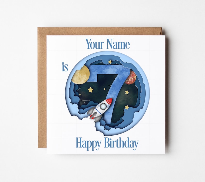 Personalised Outer Space Birthday Card, Personalised Age Card, Birthday ...