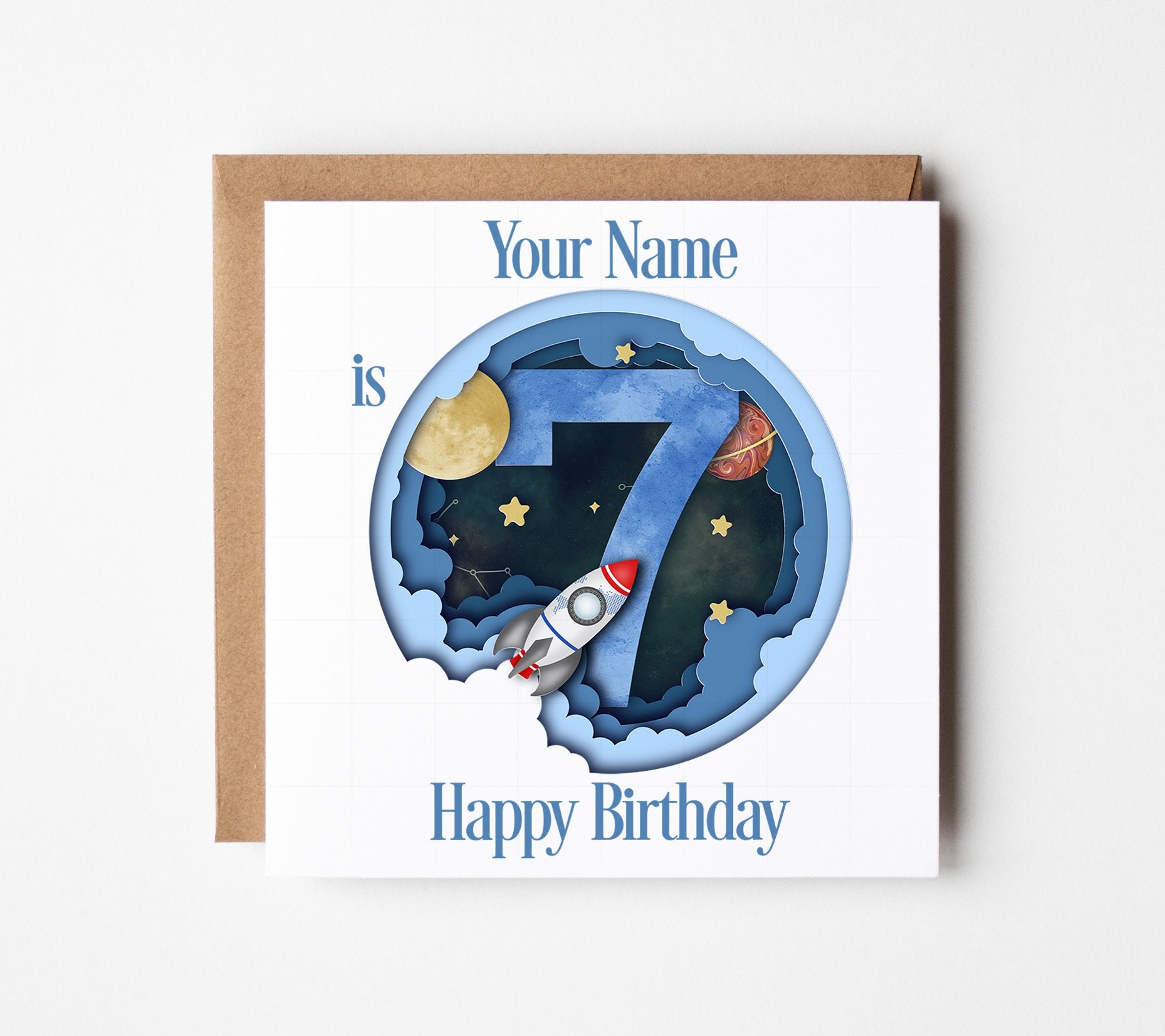Personalised Outer Space Birthday Card, Personalised Age Card, Birthday ...