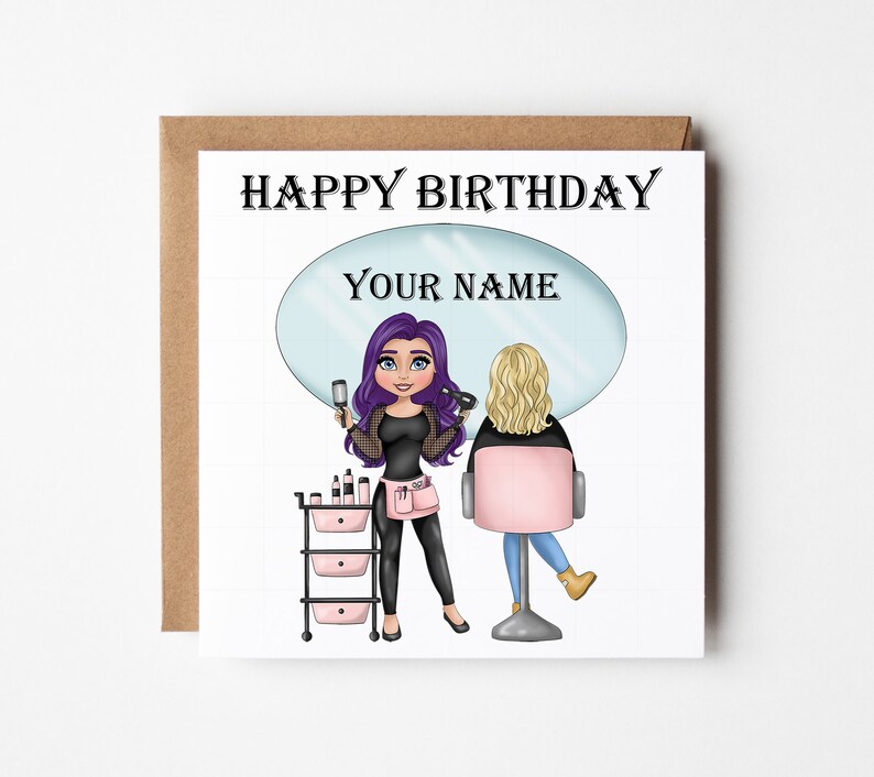 Hairdressers Birthday Card, Personalised Hair Stylist Card, Hair ...