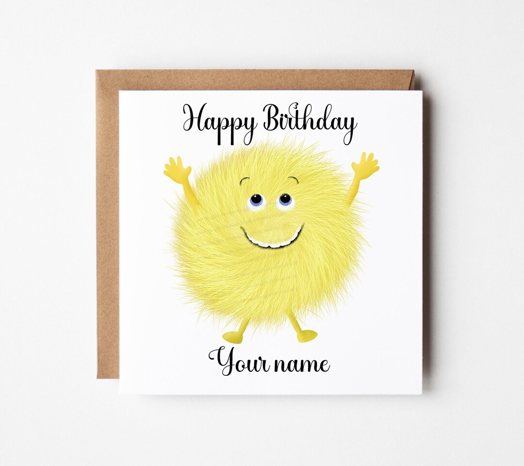 Personalised Birthday Card, Yellow Character Card, Her Birthday Card ...